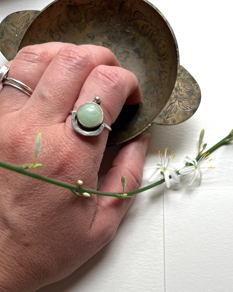 Sea green Stone set in Sterling Silver with recycled silver accents ...
